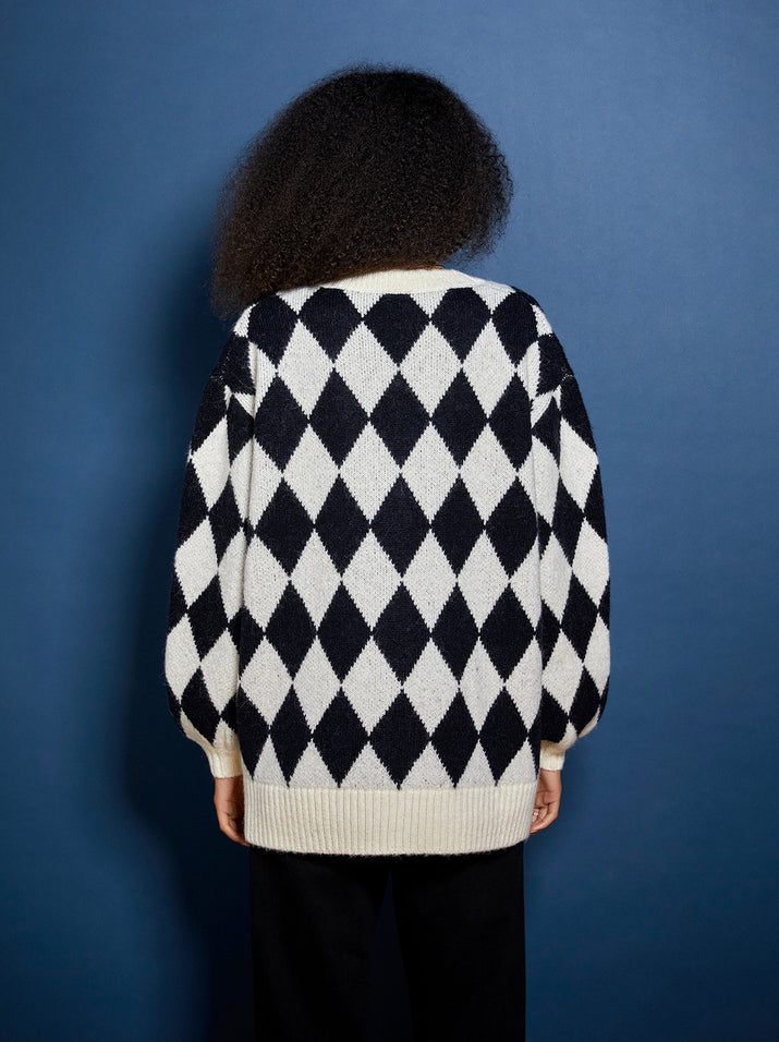 Black And White Diamond Checkered Pattern